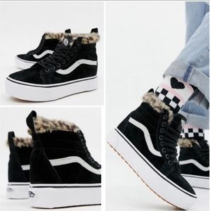 Vans | Shoes | Vans Sk8hi Platform Black Leopard Fur New | Poshmark